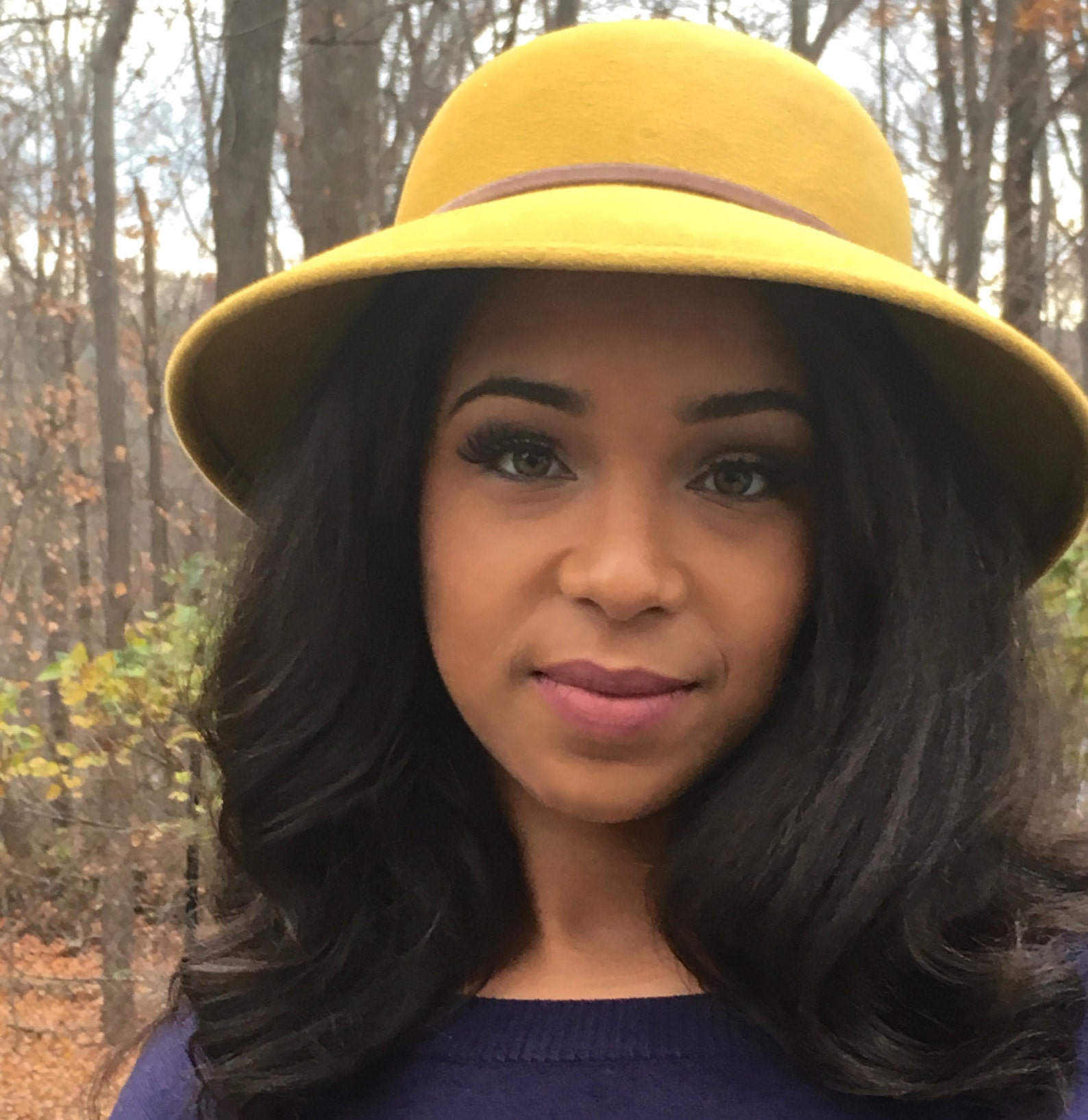 Soft Yellow Gold Velour Wool Felt Hat With Brim! Simple Velvet Ribbon ...