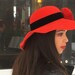Red Velour Felt Wavy Wide Brim Dress Hat! Red Peacock Feathers-large ...