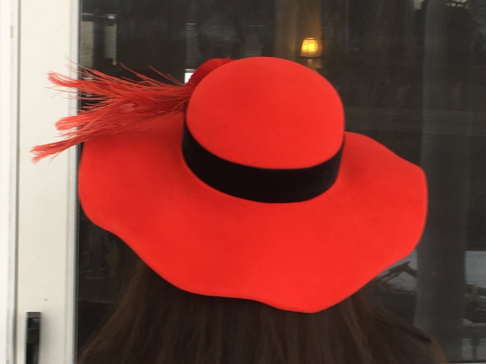 Red Velour Felt Wavy Wide Brim Dress Hat! Red Peacock Feathers-large ...