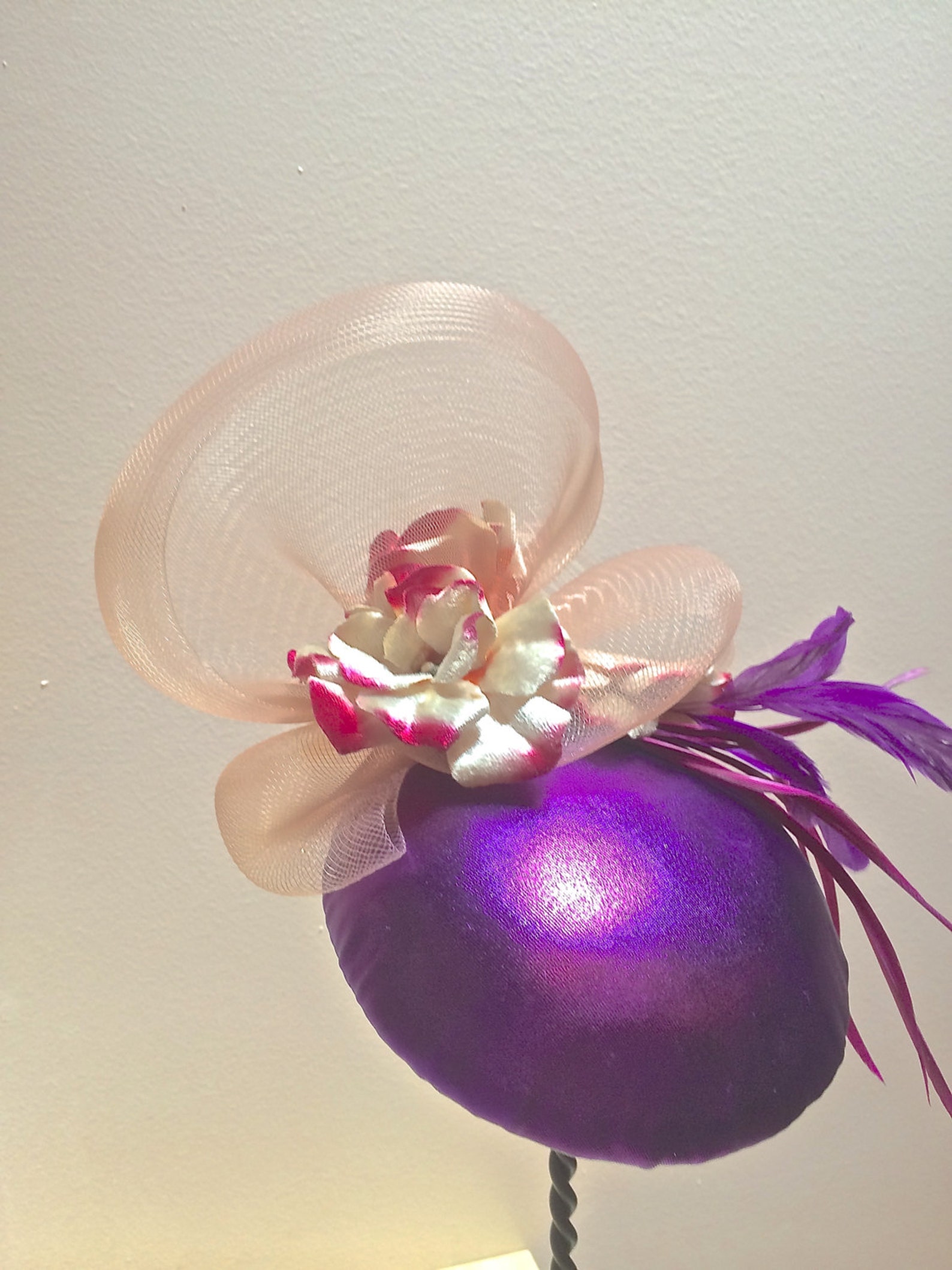 Radiant Orchid Fascinator, Purple Fabric Covered Fascinator With ...