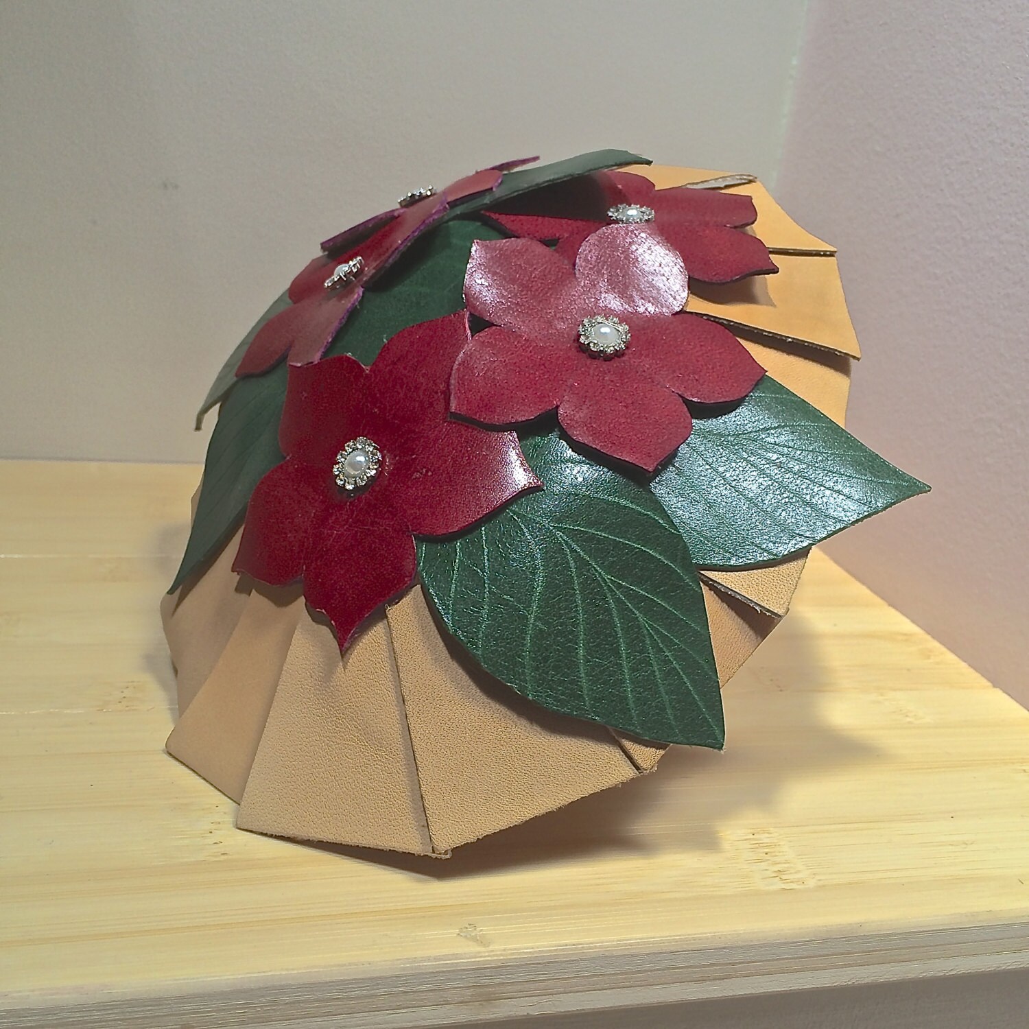 Fascinator in Leather, Leather Christmas Fascinator, Christmas Hat With ...