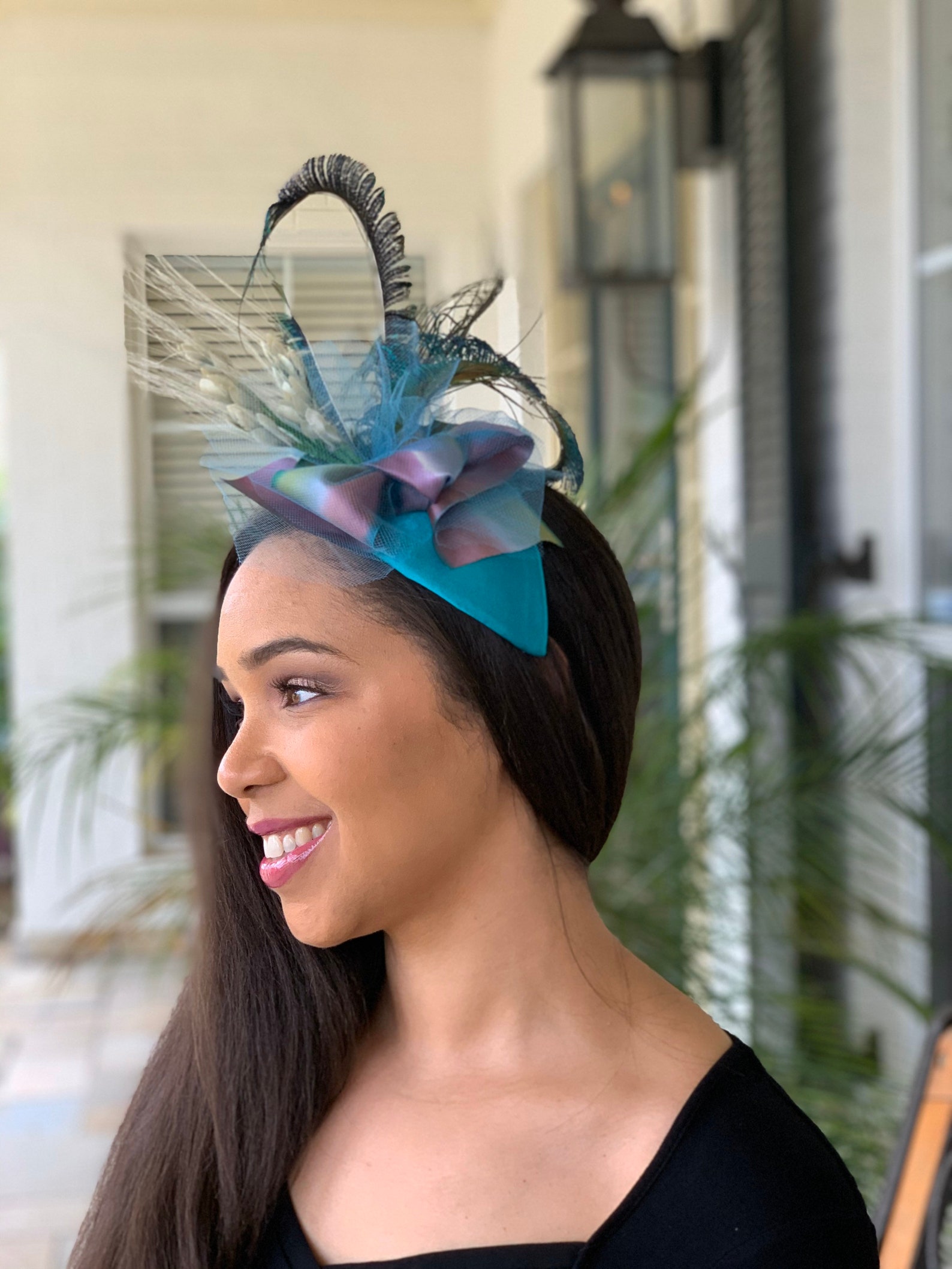 Turquoise Fascinator, Brides Maids Headpiece, Mother of the Bride ...