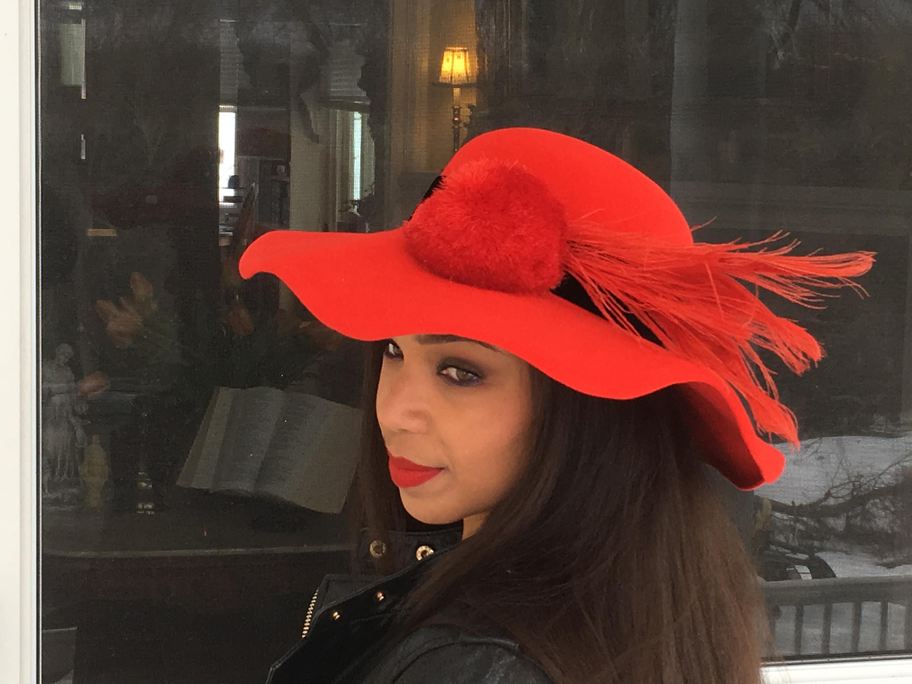 Red Velour Felt Wavy Wide Brim Dress Hat Red Peacock - Etsy