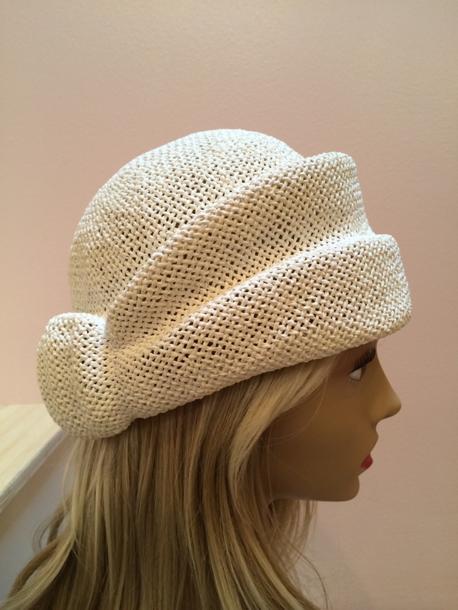 Ivory Straw Summer Sculptured Hat, Summer Wedding Hat, Mother of the ...