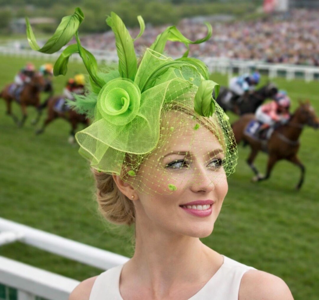 SOLD. Kentucky Derby Neon Lime Green Fascinator “fluorescent Foal " - Etsy