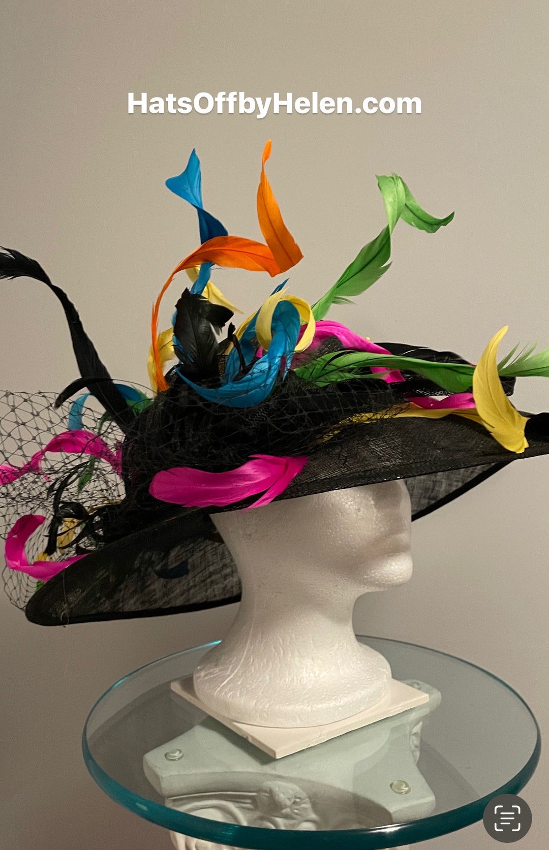 SOLD Kentucky Derby Hat Wide Brimmed Black Crinoline Womans Hat she's ...