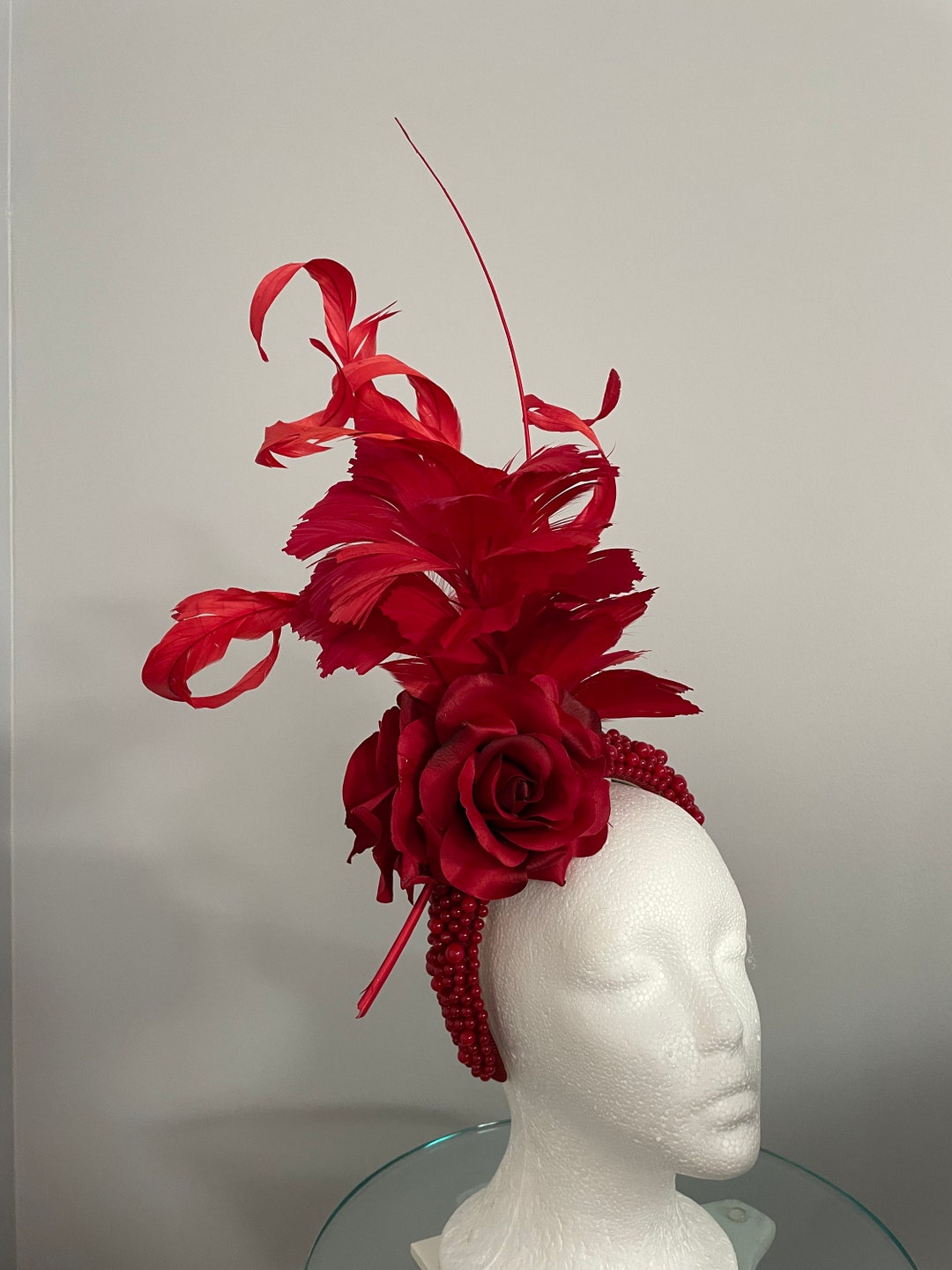 Kentucky Derby Red Fascinator "pearly Red" Breeders Cup, Belmont ...