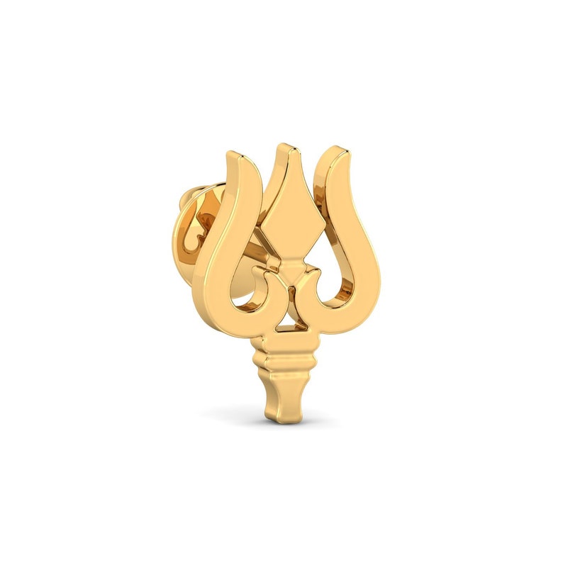 Kuberbox 18K/14K Pure Gold Trishul Men's Ear Stud (single Piece ...