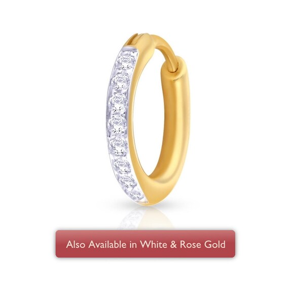 KuberBox 0.08 Carat Real Diamond 18K Gold Nose Ring Yellow | Etsy