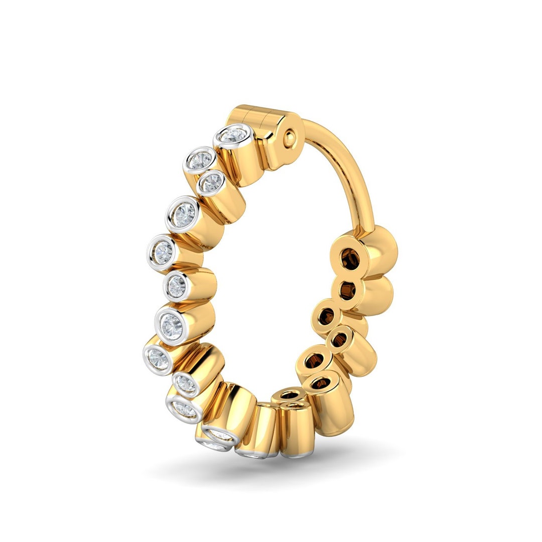 Kuberbox Corin Dots 1/10 Diamond Nose Ring 18K Yellow Gold SI-HI ...