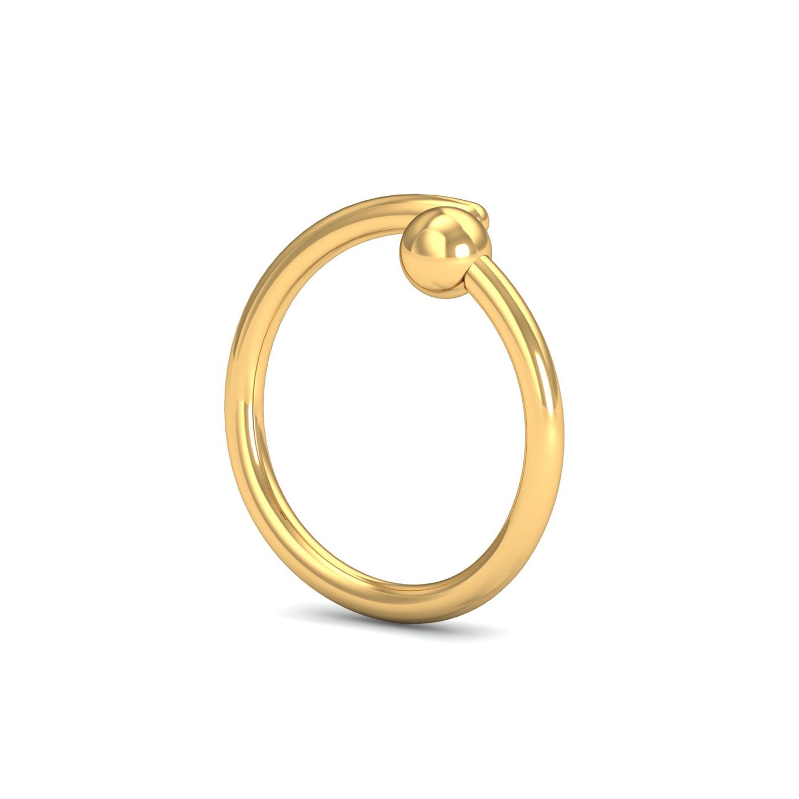 Kuberbox 18K Gold Basic Round Nose Ring - Etsy