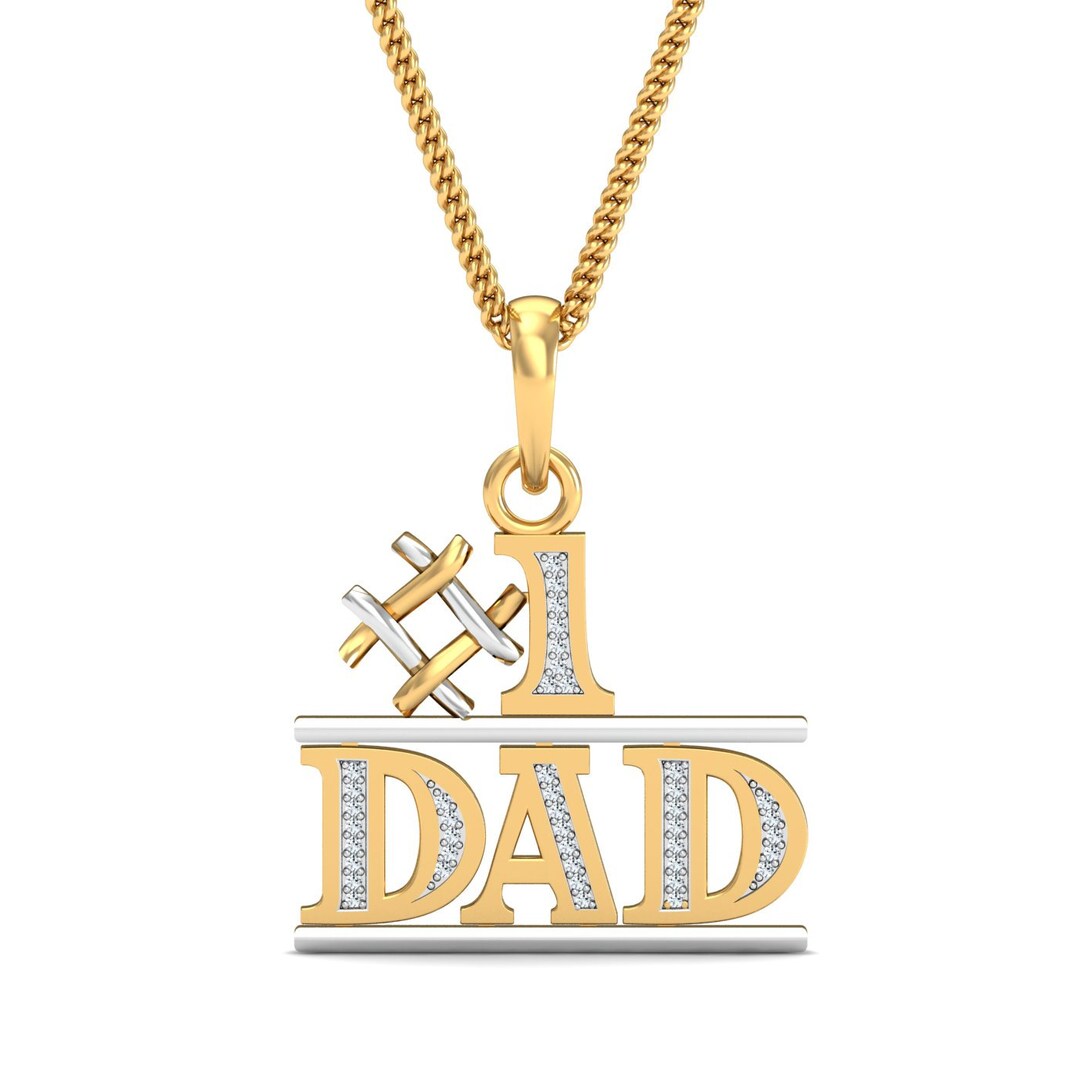 Kuberbox 18K/14K Gold and Diamond No. 1 Dad Pendant, Father's Day Gift ...