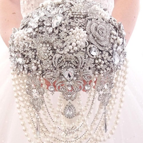 Silver Brooch Bouquet - Etsy