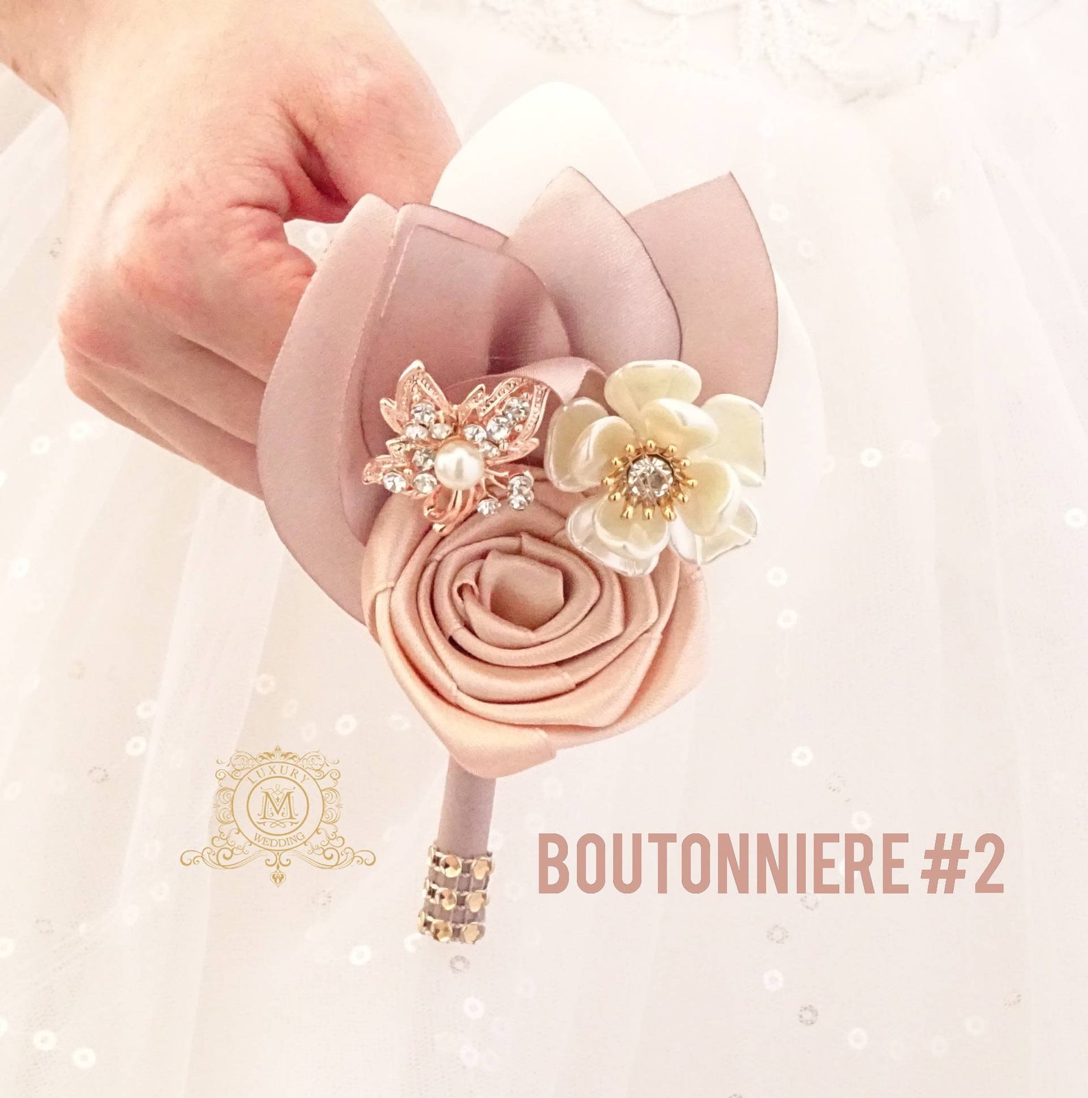 Cascading Champagne Rose Gold Shiny and Bling Brooch Bouquet | Etsy