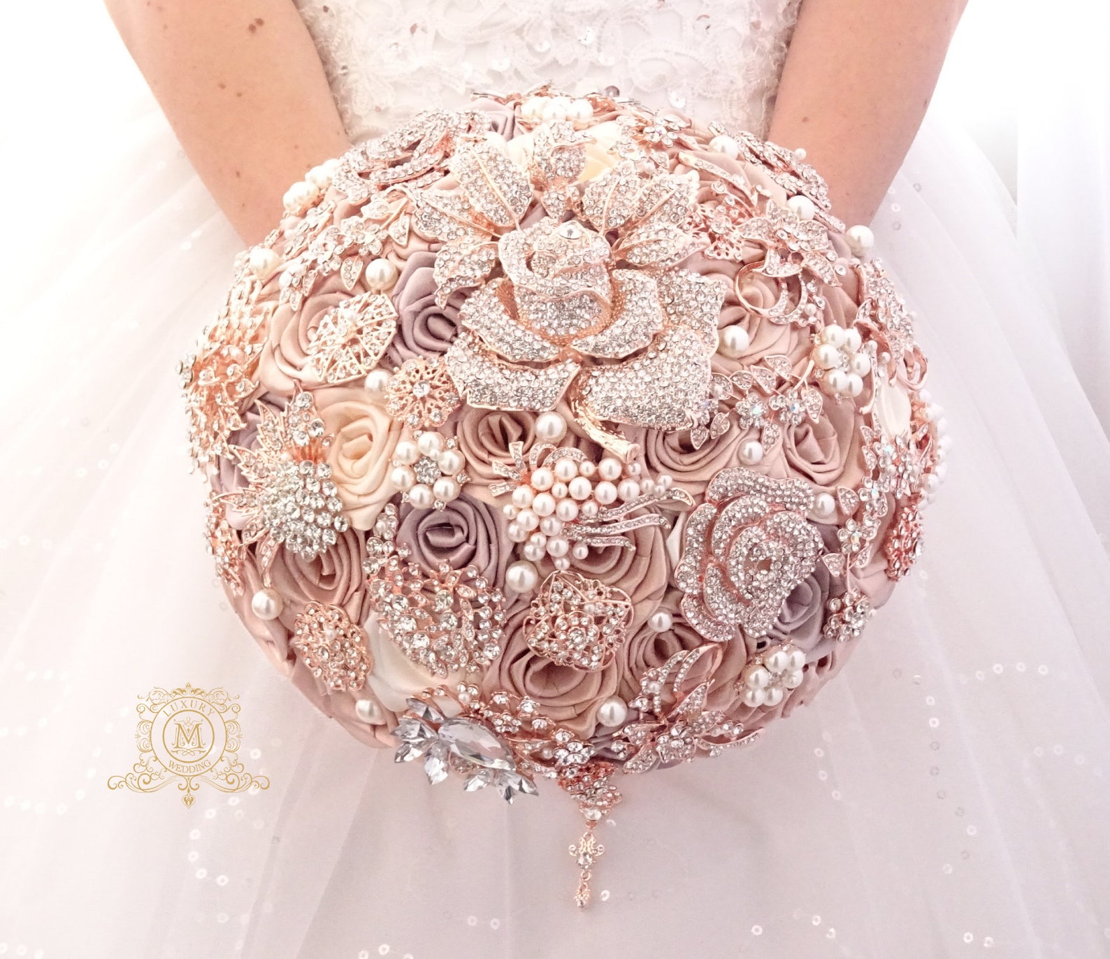 Champagne Rose Gold Luxury Wedding Brooch Bouquet. - Etsy