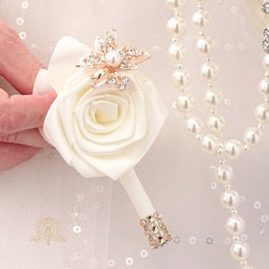 Ivory Silver Rose Gold Cascading Bling and Shiny Brooch - Etsy