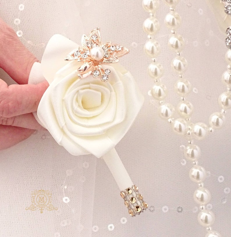 Ivory Silver Rose Gold Cascading Bling and Shiny Brooch - Etsy