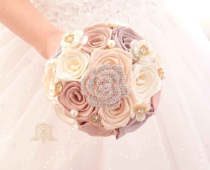 Wedding Brooch Bouquet Rose Gold Ivory Teardrop Brooch - Etsy