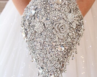 Silver Brooch Bouquet Brooch Bouquet Glam Bouquet Crystal Bouquet ...