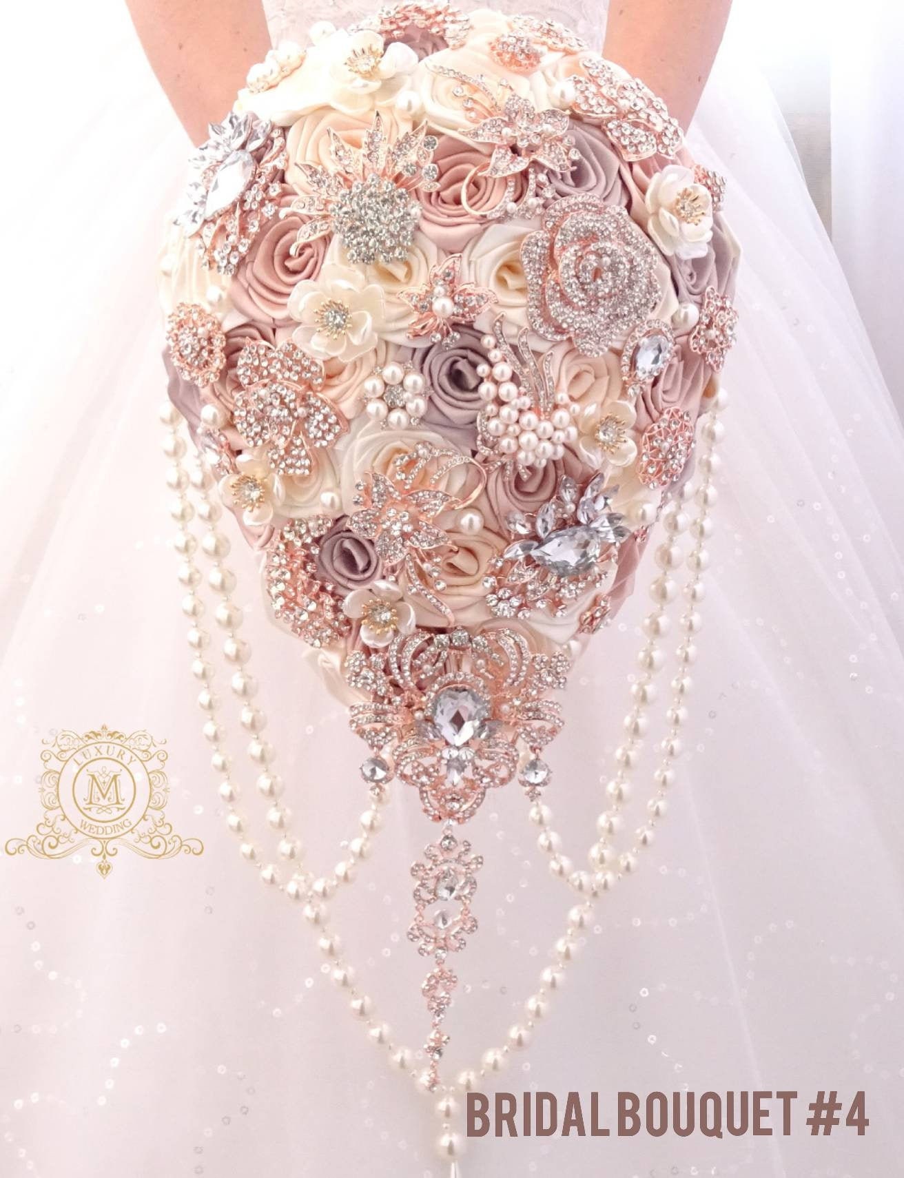 Wedding Bouquet Champagne Rose Gold Brooch Bouquet Ivory - Etsy Canada
