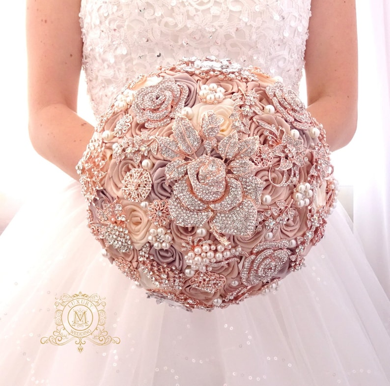 Champagne Rose Gold Luxury Wedding Brooch Bouquet. - Etsy