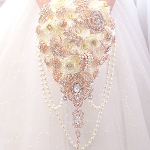 Ivory Silver Rose Gold Cascading Bling and Shiny Brooch - Etsy