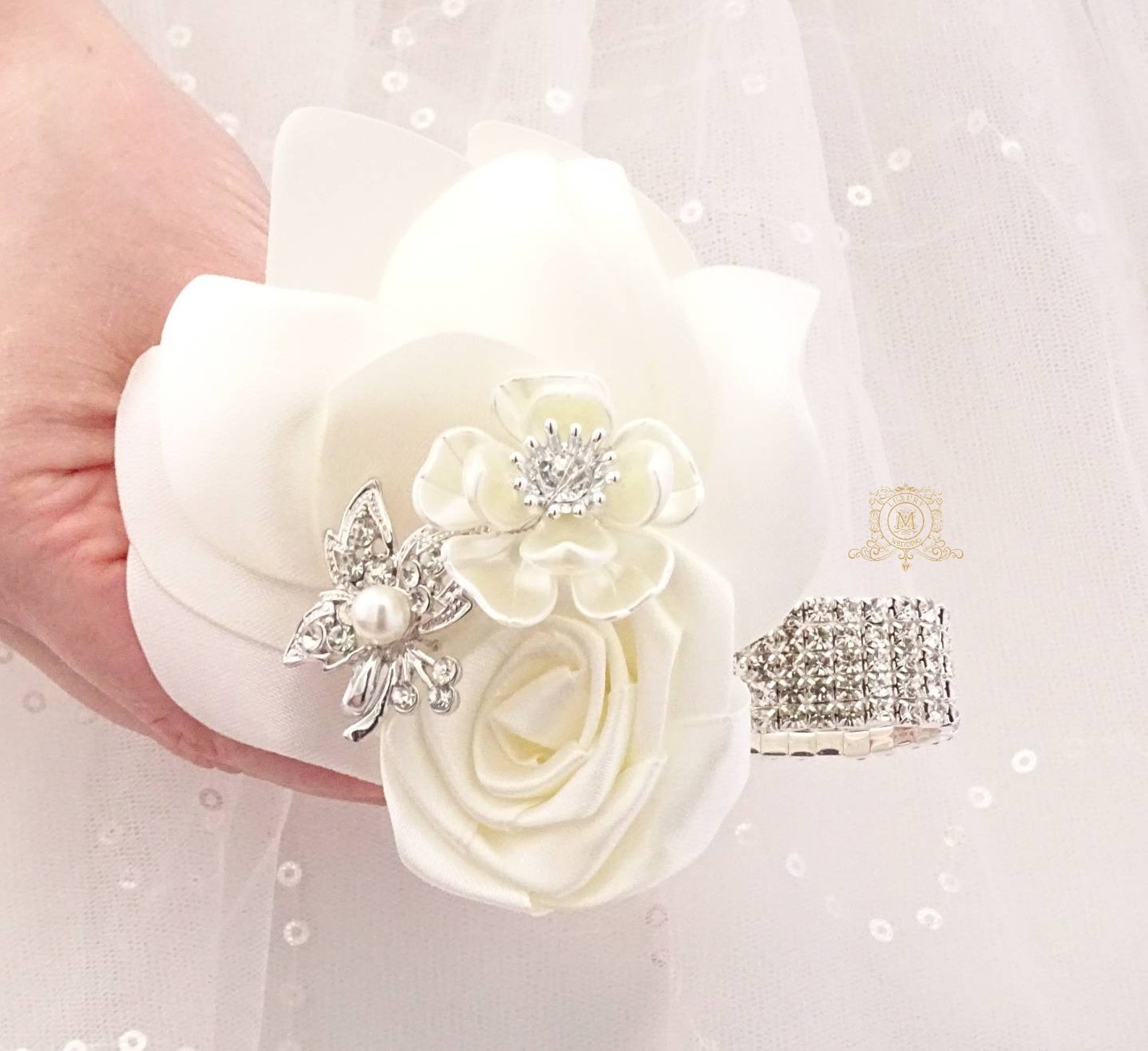 Ivory Silver Rose Gold Cascading Bling and Shiny Brooch - Etsy