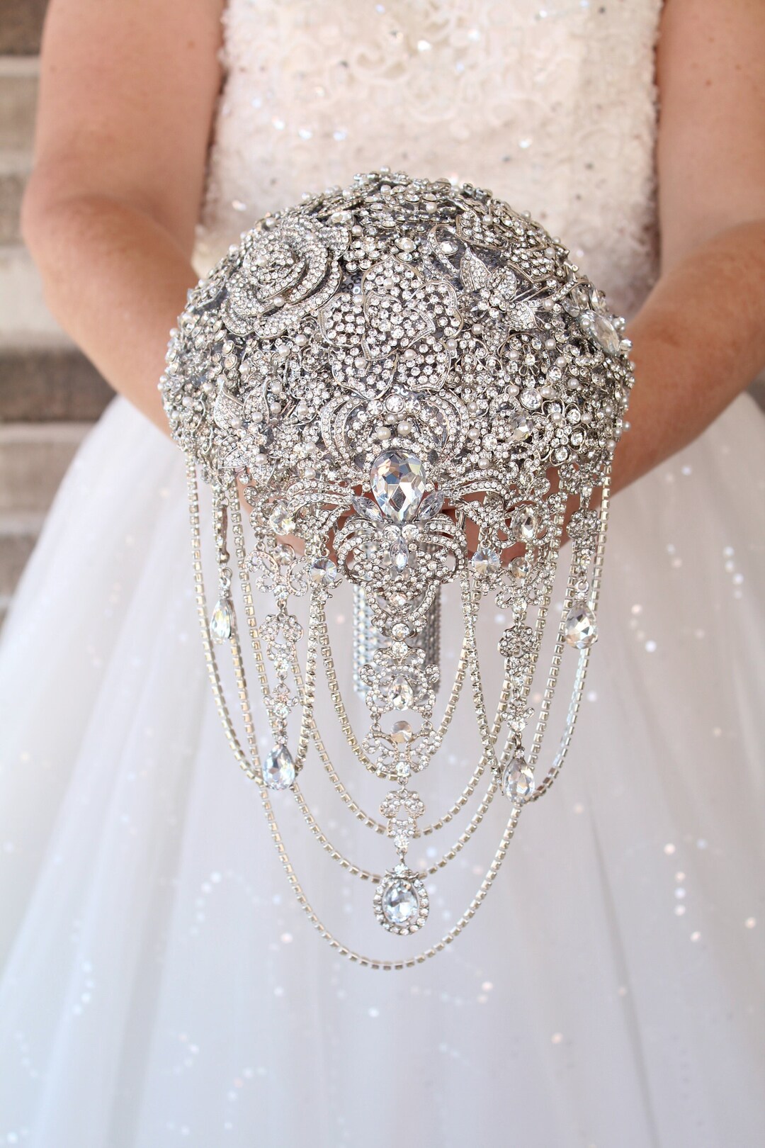 Gorgeous Glamour Silver Jeweled Brooch Bouquet - Etsy