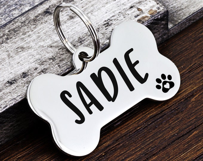 Dog Name Tag, Bone Dog Tag Personalized for Dogs, Engraved Dog Tag ...