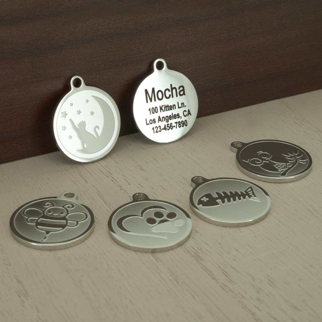 Cat Name Tag Small Cat Collar Tag, Cat ID Tag, Cat Collar Name Tag ...