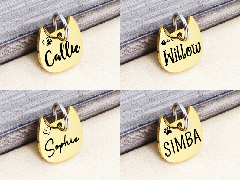 Cat Tag Cat Tag Personalized Cat ID Tag Cat Name Tag | Etsy