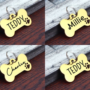 Gold Dog Tag Dog ID Tag Custom Dog Tag Personalized Dog - Etsy
