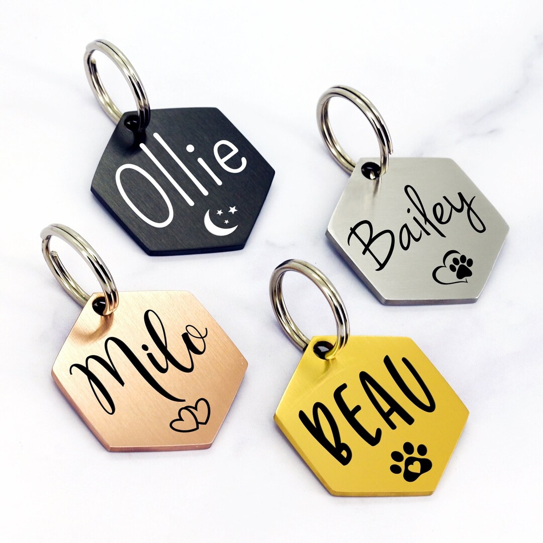 Hexagon Dog Tag Personalized for Dogs, Custom Dog Tag, Dog Name Tag ...