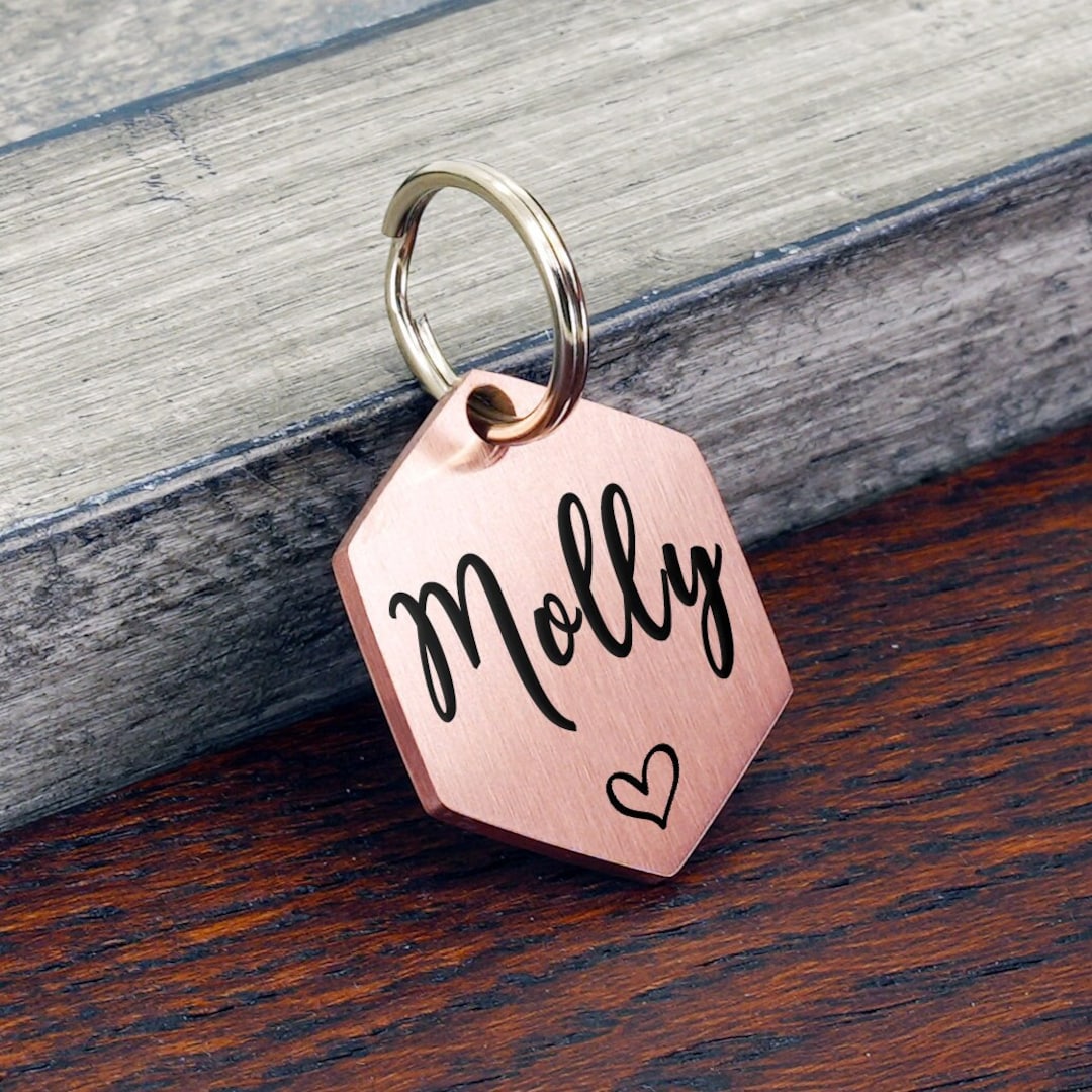 Personalized Dog Tag Hexagon Dog Tag, Rose Gold Custom Dog Tag, Dog Tag ...