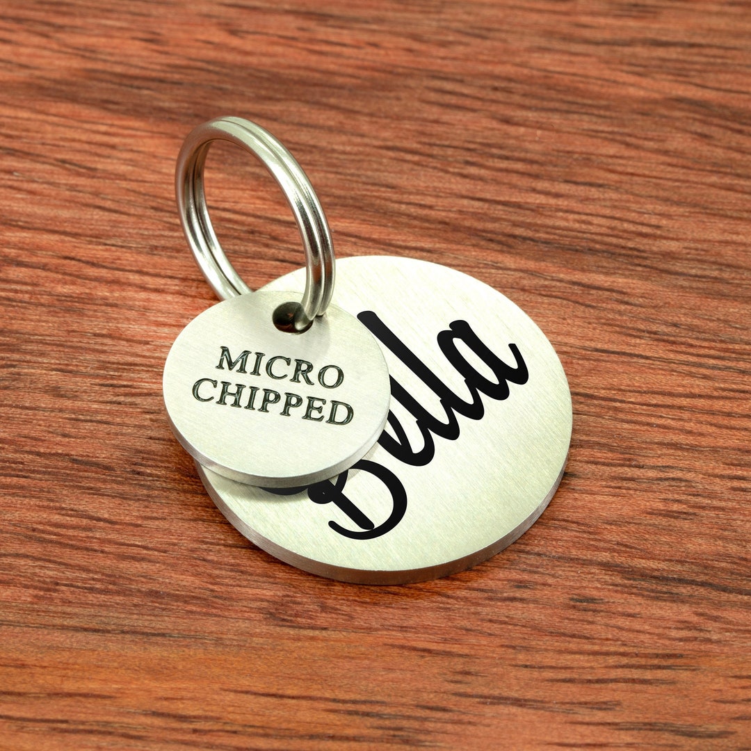Cat Collar Tag Small Cat Id Tag, Microchipped Dog Name Tag, Tiny Cat ...