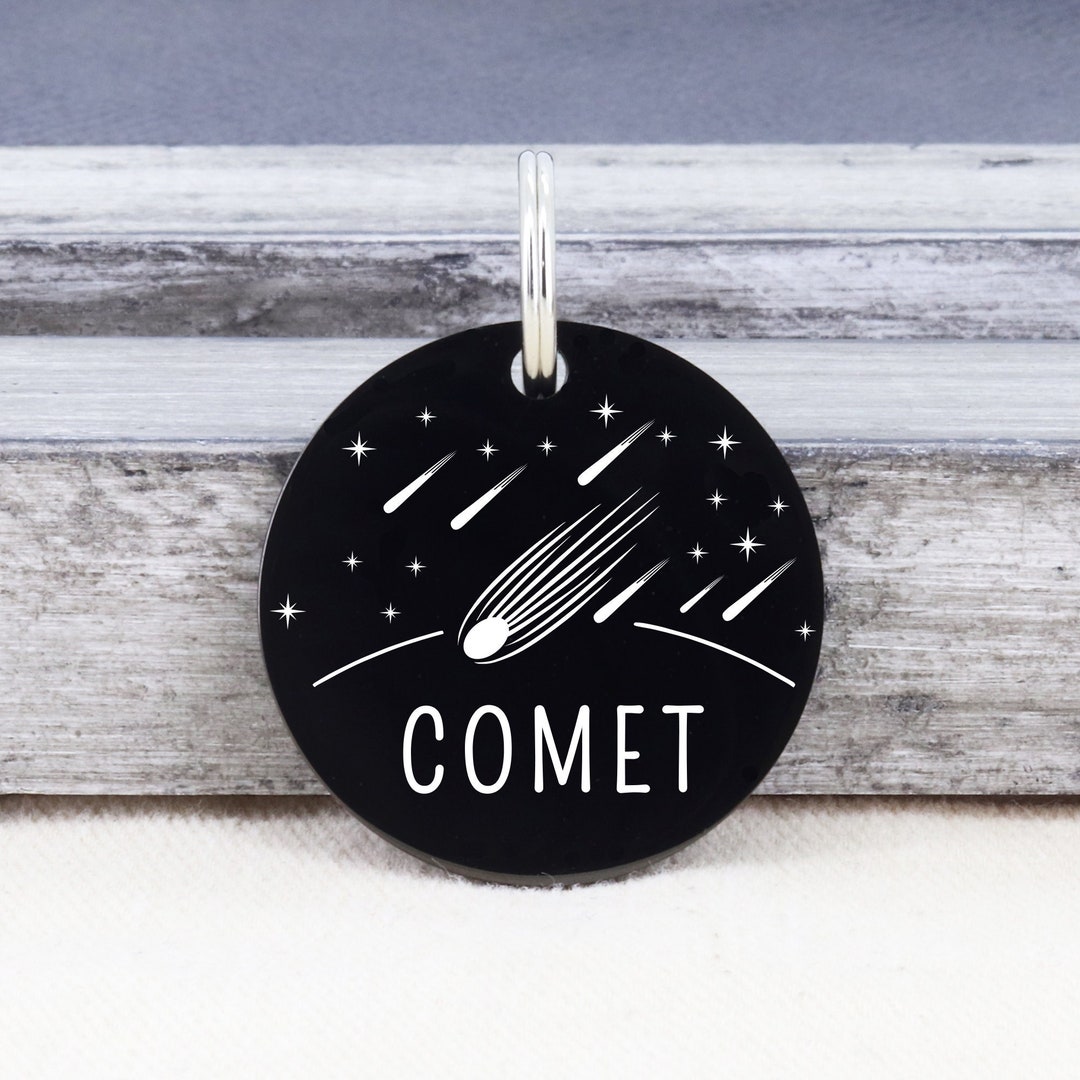 Cute Dog Tag, Comets Dog Tag, Space Dog Tag, Universe Dog Tag, Engraved ...