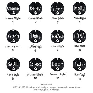 Dog Tag Personalized, Custom Dog Tag, Round Paw Cutout Black Rose Gold ...