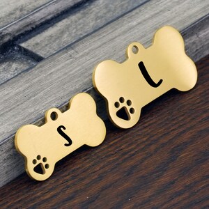 Gold Dog Tag, Dog ID Tag, Custom Dog Tag, Personalized Dog Tag, Bone ...