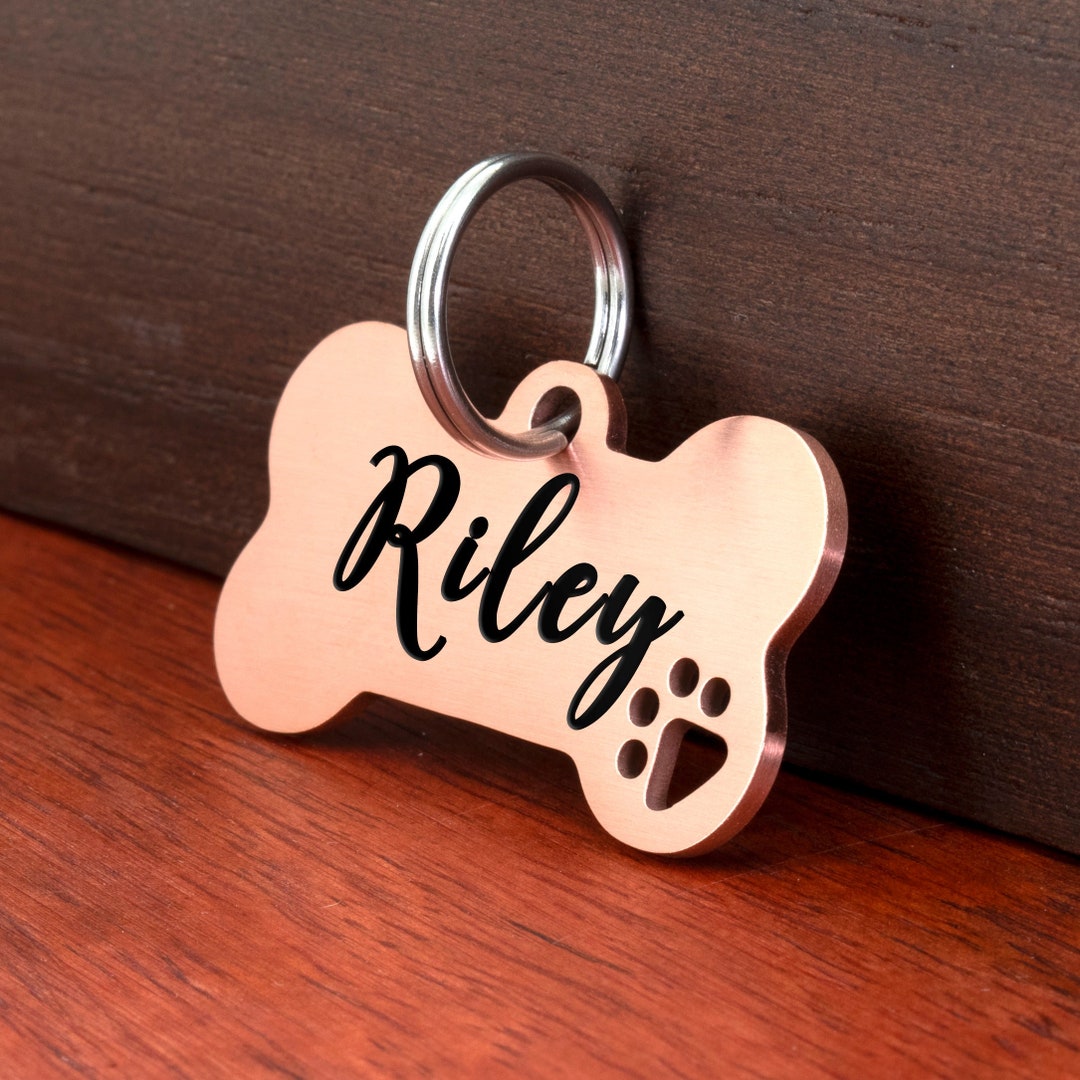Engraved Dog Tag, Rose Gold Dog Tag Personalized, Dog Name Tag, Custom ...