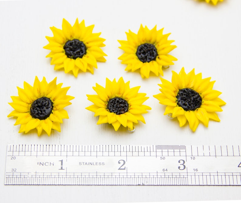 Sunflowers Polymer Clay Caboshons Sunflower Beads Sunflower | Etsy