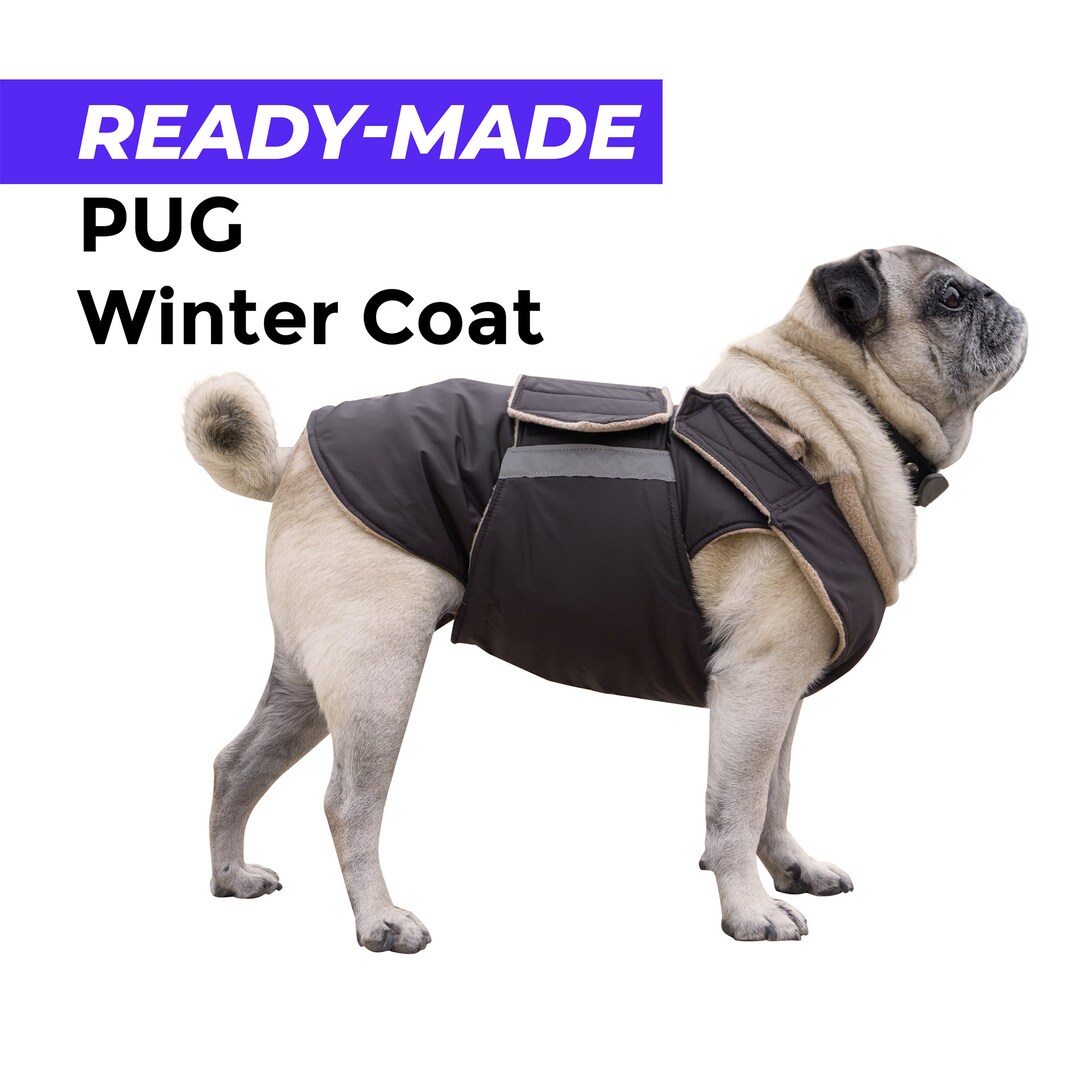Ready-made Pug Winter Coat - Pug Jacket - Waterproof Outer With Fleece ...