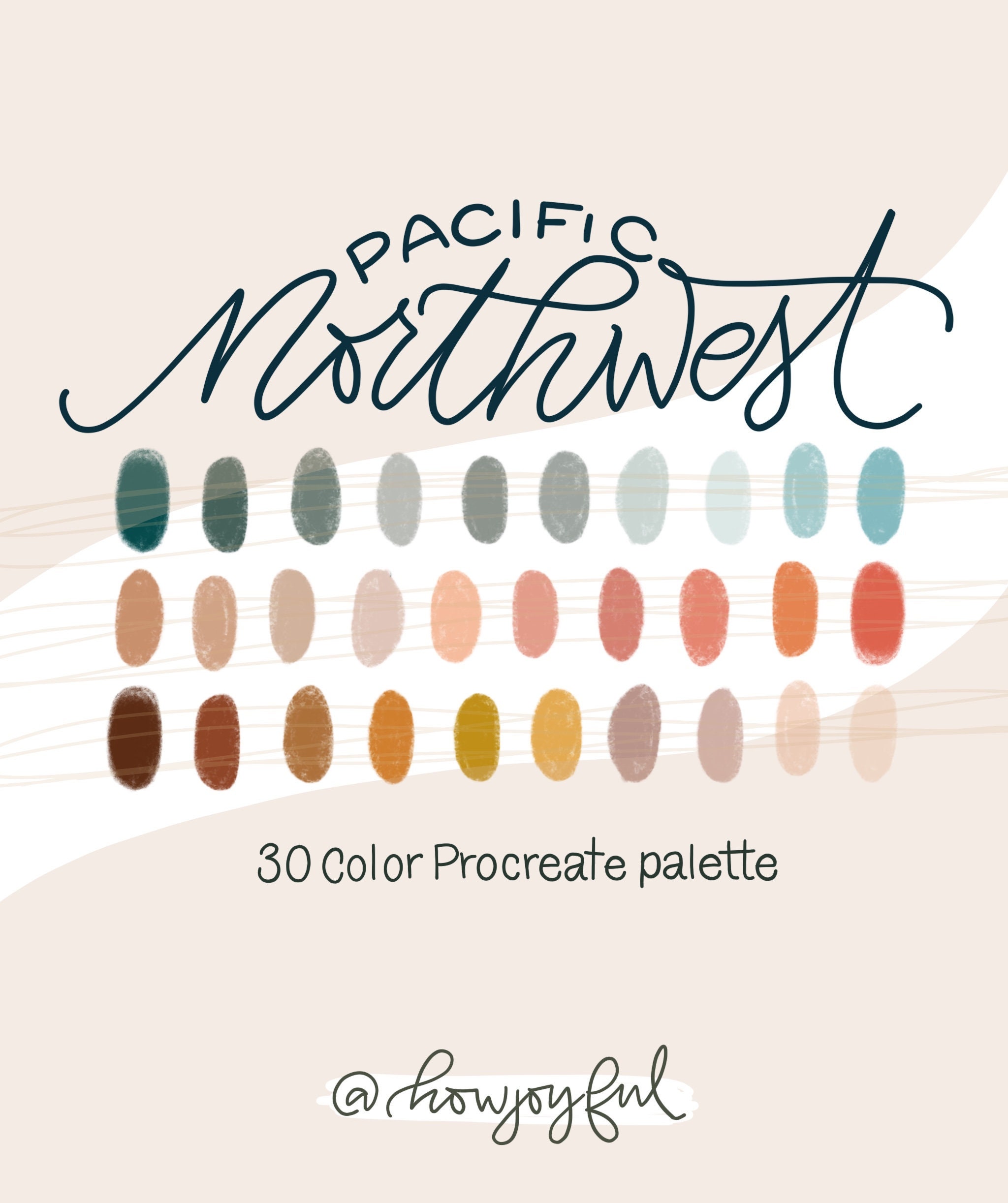 Paleta Noroeste del Pacífico PALETA DE COLORES PNW PROCREATE Letras del ...