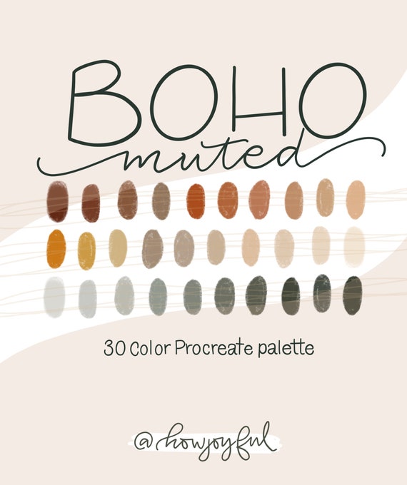 Boho Muted PROCREATE COLOR PALETTE Ipad Lettering | Etsy Boho Muted PROCREATE COLOR PALETTE Ipad Lettering | Etsy