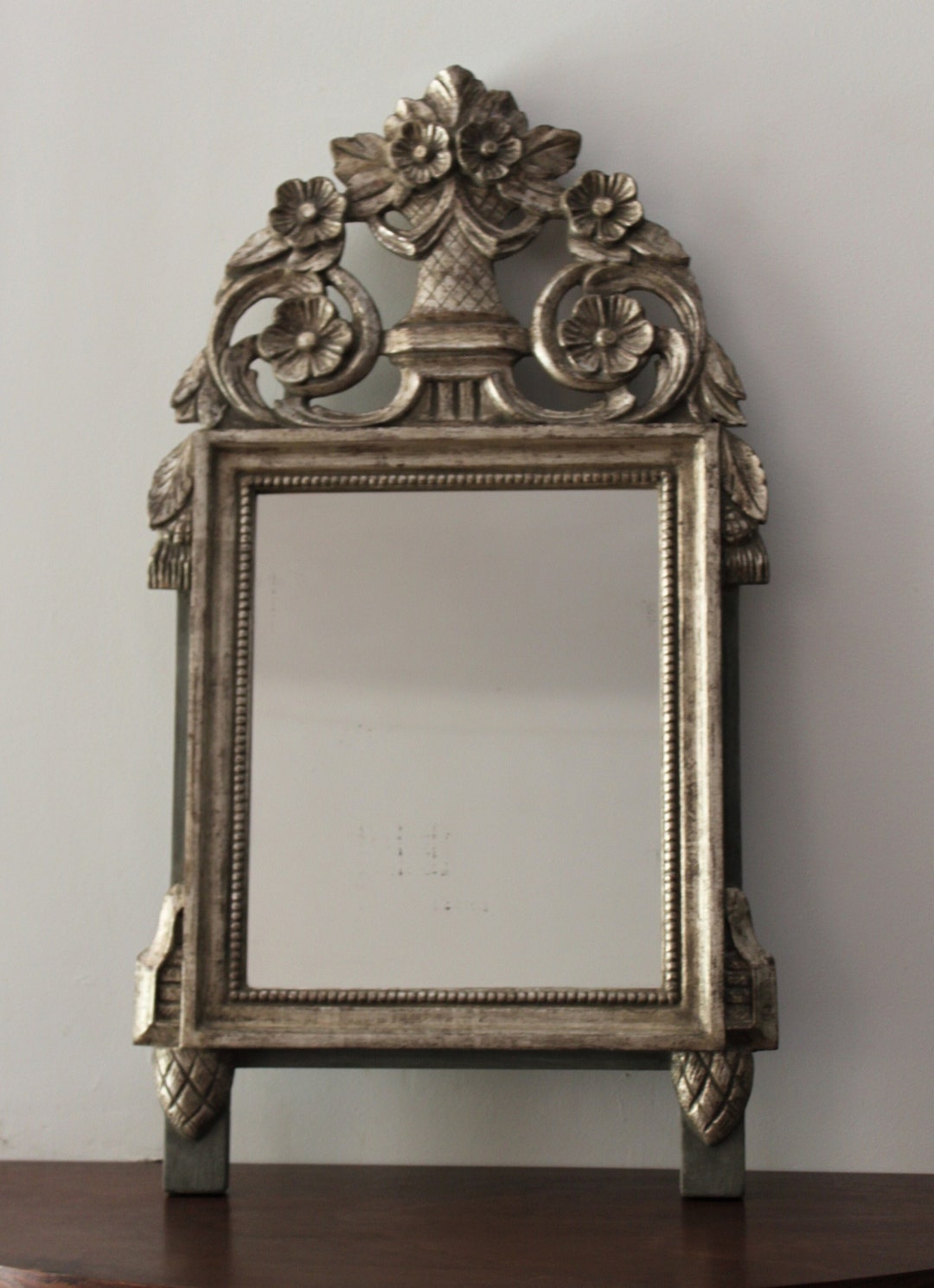 Antique Silver Mirror Carved Wood Mirror From France - Etsy