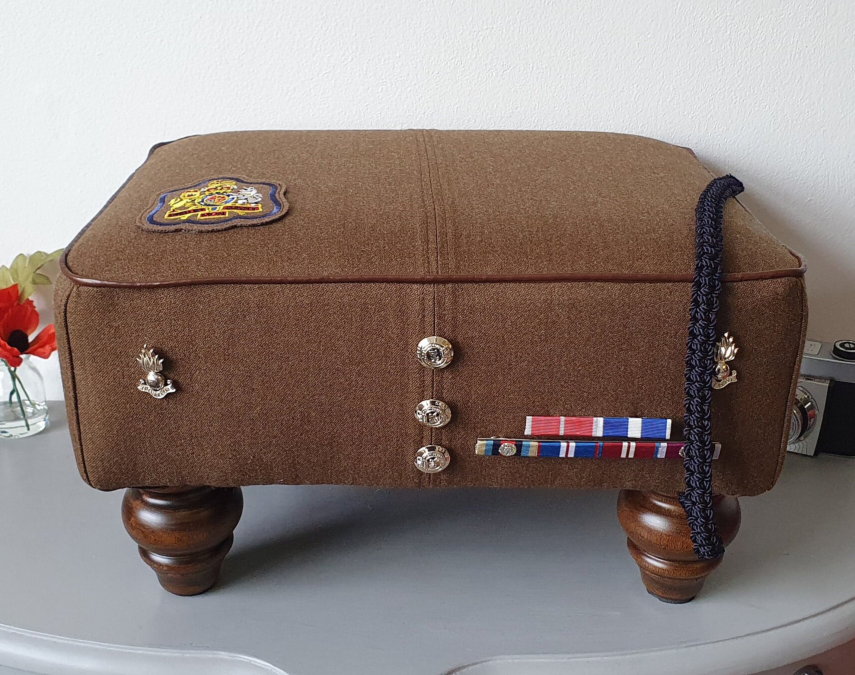 MADE TO ORDER - Upcycled Uniform Footstool From Your Old Uniform - Etsy