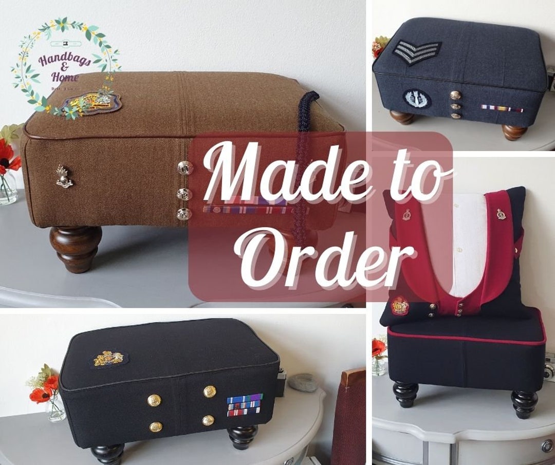 MADE TO ORDER - Upcycled Uniform Footstool From Your Old Uniform - Etsy