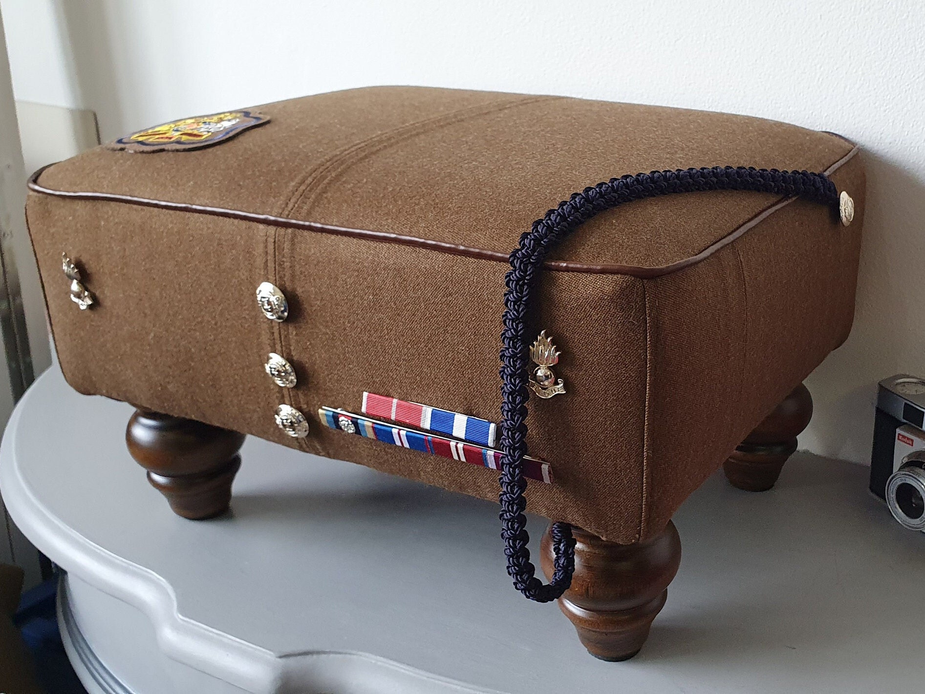 MADE TO ORDER - Upcycled Uniform Footstool From Your Old Uniform - Etsy