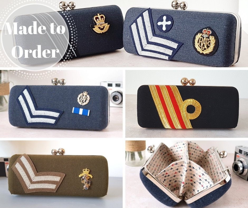 MADE TO ORDER Upcycled Uniform Clam Shell Clutch Purse - Etsy UK