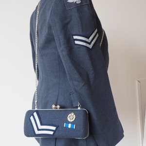 Made to Order - Upcycled Uniform Clam Shell Clutch Bag | Royal Navy ...
