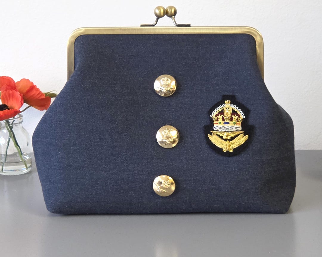 Upcycled Royal Air Force Uniform Kiss-lock Handbag, Cross-body Bag, RAF ...